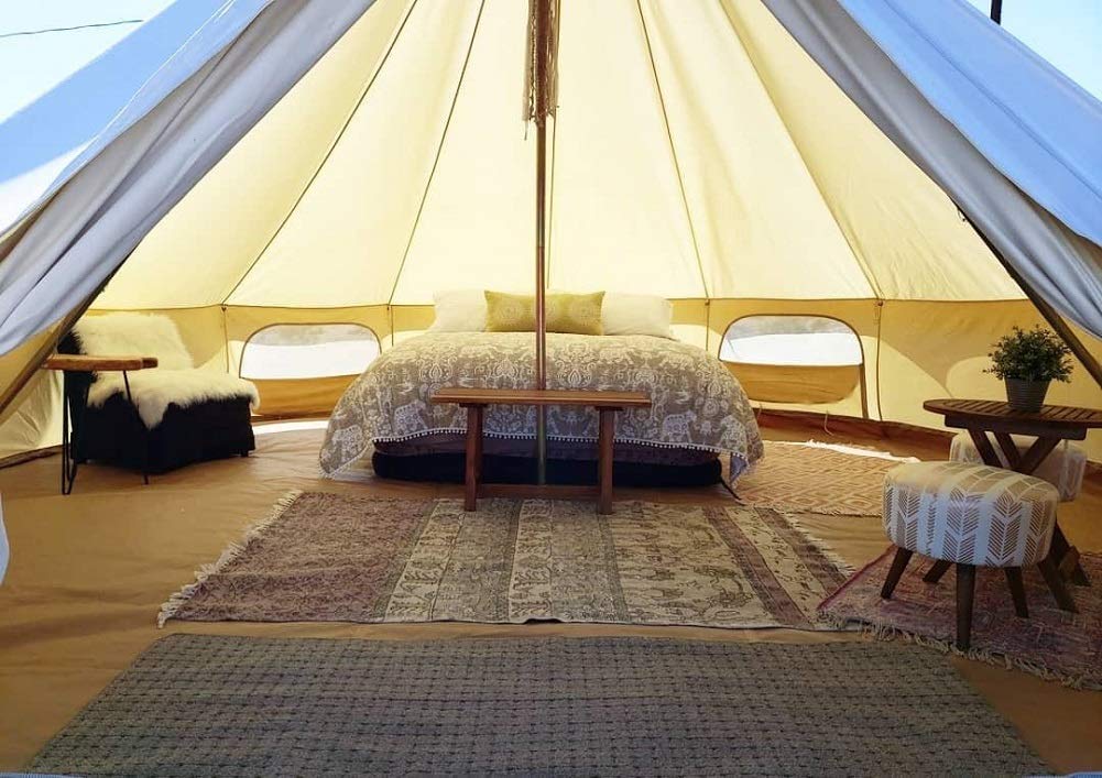 Outdoor Waterproof Family Glamping Yurt Cotton Canvas Bell Tent for Event Wedding Party (Diameter 5M)