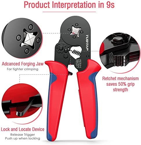 TUBTAP Ferrule Crimping Tool Kit - with 1200PCS Wire Ferrules - Terminal Crimper for Electricians [AWG 23-7]- Wire Ferrule Kit for Wire-End Ferrules, 0.25-10 mm²