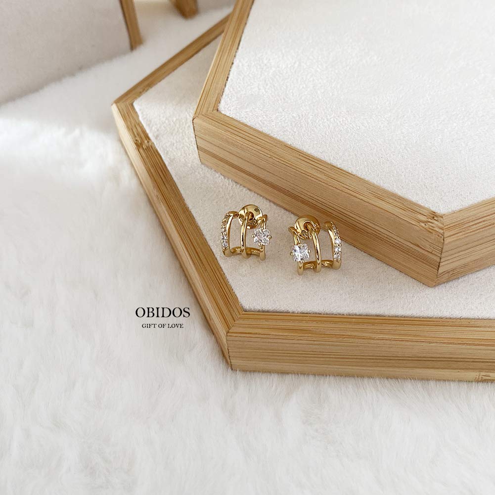 Obidos 14K Gold Plated Illusion Stud Earrings | Gold Hoop Earrings for Women