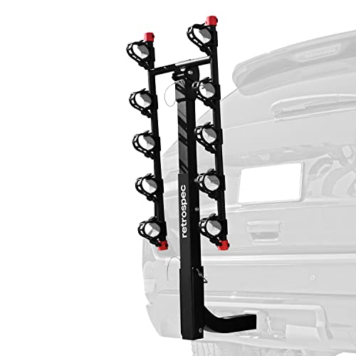 Retrospec Lenox 2-5 - Bike Hitch Rack for Cars, Trucks, SUVs with 2β Hitch | Foldable Steel Frame with Anti-Rattle Adapter, Tie Down Cradles and Straps - Fits Most Frames,Black