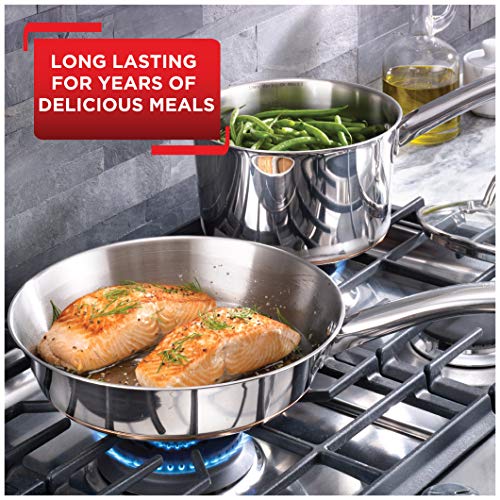 T-fal Ultimate Stainless Steel and Copper Cookware Set 13 PIece Induction Pots and Pans, Dishwasher Safe Silver