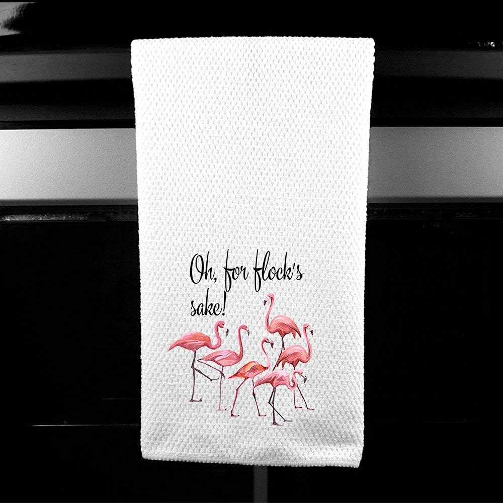 Oh for Flocks Sake Flamingo Funny Saying Kitchen Towel Best Friend Gift