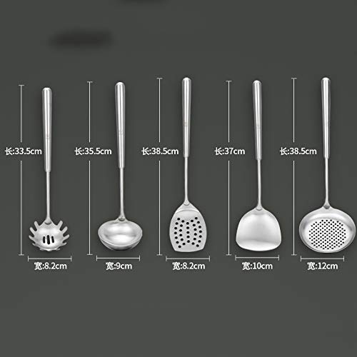 LMMDP 5 PCS Stainless Steel Cookware Set Kitchen Shovel Fish Soup Spoon Pasta Server Strainer Cooking Tools Utensils Kitchenware