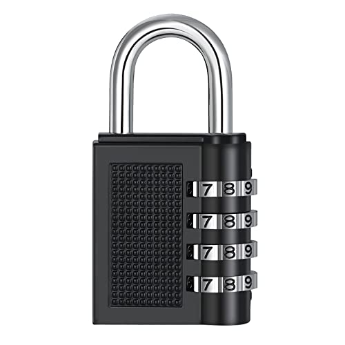 ZHEGE Gym Lock, 4 Digit Combination Lock for Locker, Fence, School, Toolbox, Hasp Storage (Black)