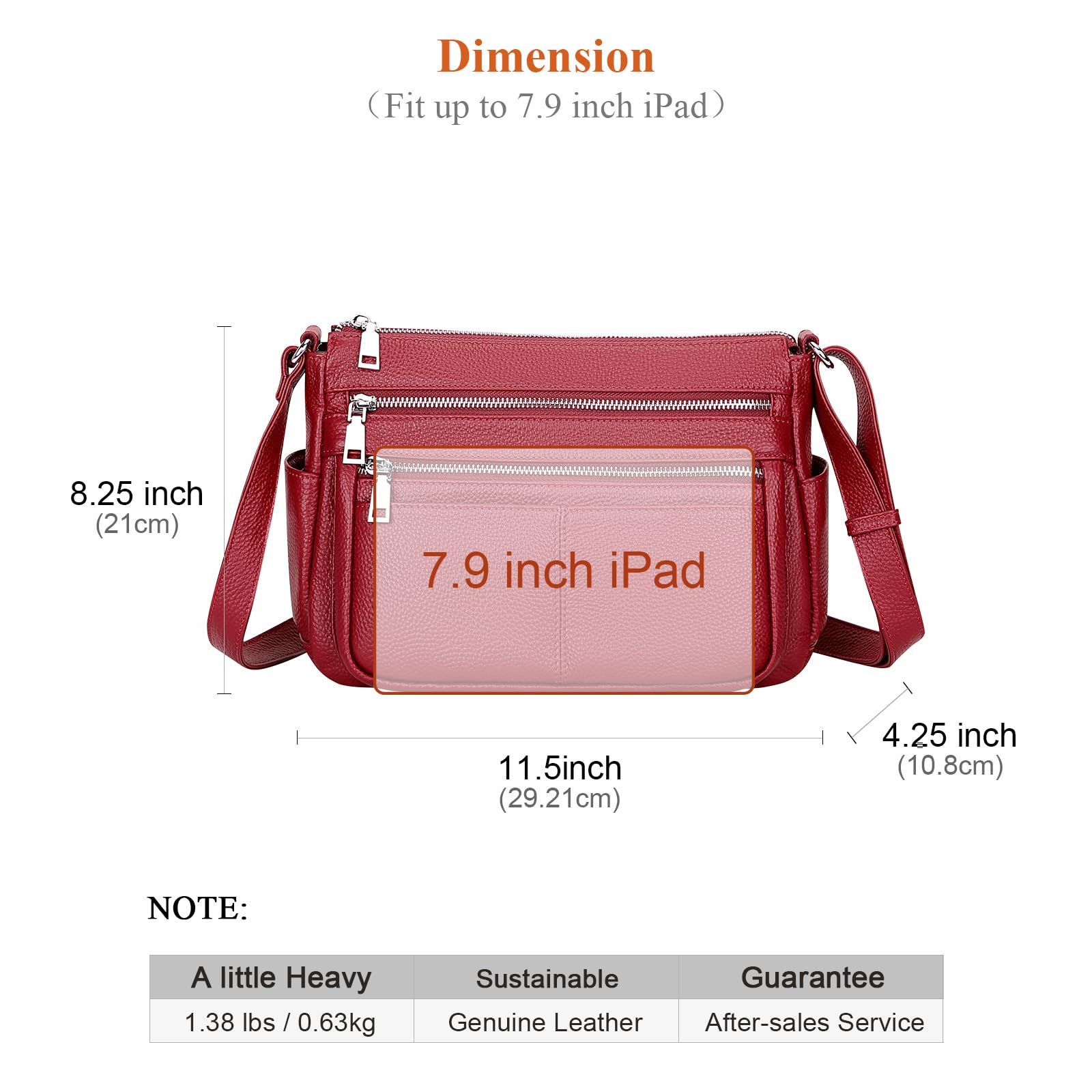 Over Earth Crossbody Bag for Women Soft Leather Purses and Handbags Multi Pockets Messenger Bag (Classic Black)