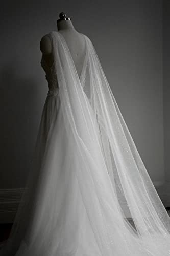 Sparkling Bridal Shawl Glitter Capes Veil for Weding Dress Robe Cape Shawls Wings Veil Bling Bling Champagne Veil (Ivory)