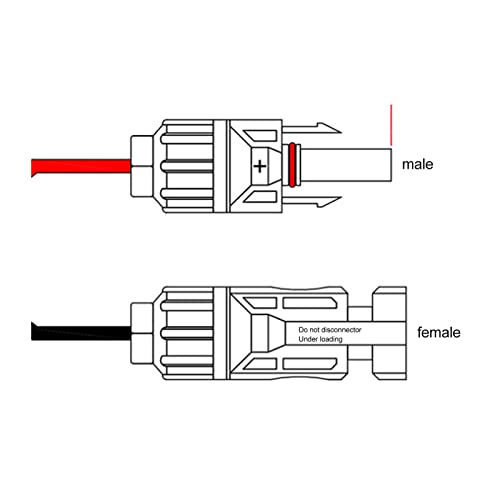 Solar Panel to SAE Adapter Cable 10AWG 0.60m PV Connector Solar Extension Cable with Waterproof Cap for Automobiles, Solar Devices