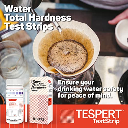 Water Hardness Test Kit: 125 Strips Hard Water Test Kit, TESPERT Water Hardness Test Strips for Water Softener Dishwasher Well Spa Pool