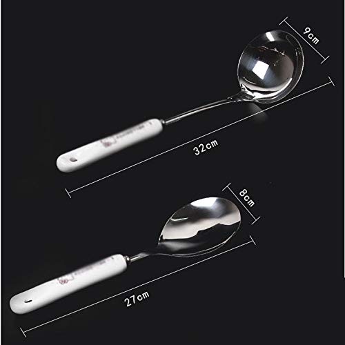 LMMDP 7pcs Stainless Steel Kitchenware Set Steak Frying Shovel Spatula Soup Spoon Noodle Spoon Kitchen Cooking Tools