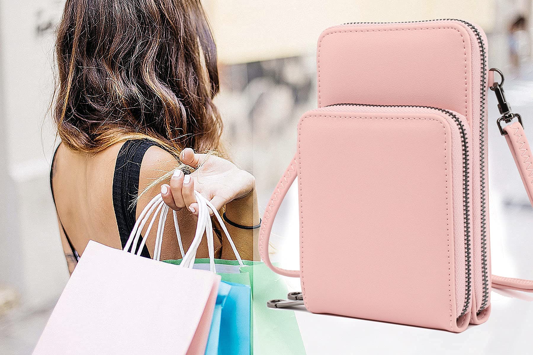 Small Crossbody Purse,Vagan Lether Cell Phone Purse for Women, Mini Messenger Shoulder Handbag Wallet with Credit Card Slots (Light Mint)