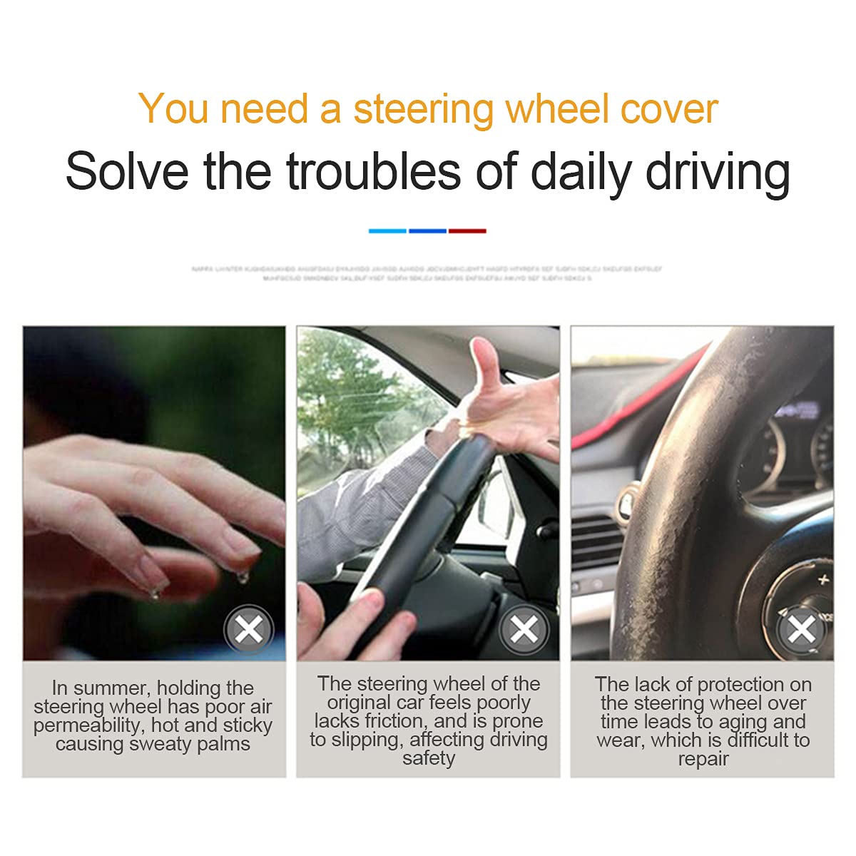 LoyaForba Car Steering Wheel Cover, Non-Slip Microfiber Leather Steering Wheel Cover, Breathable Vehicle Soft Handle Protector, Universal Automotive Interior Accessories for Women Men Girls (Blue)