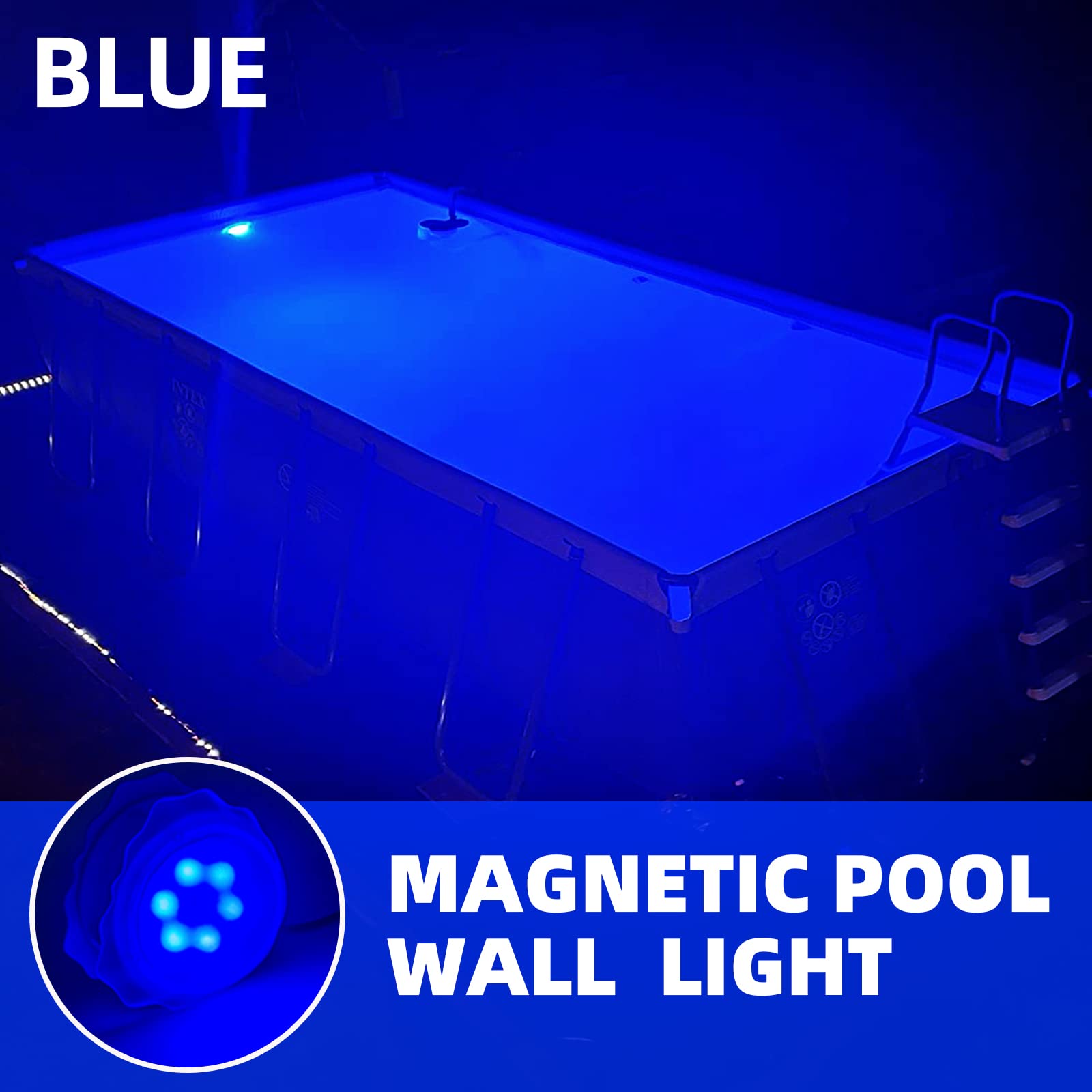 SEURON Magnetic Pool Wall Light, 1400 Lumens Color Changing Underwater Lighting with Remote Control, IP68 Waterproof, Magnetic Pool Light for Intex Above Ground Pools