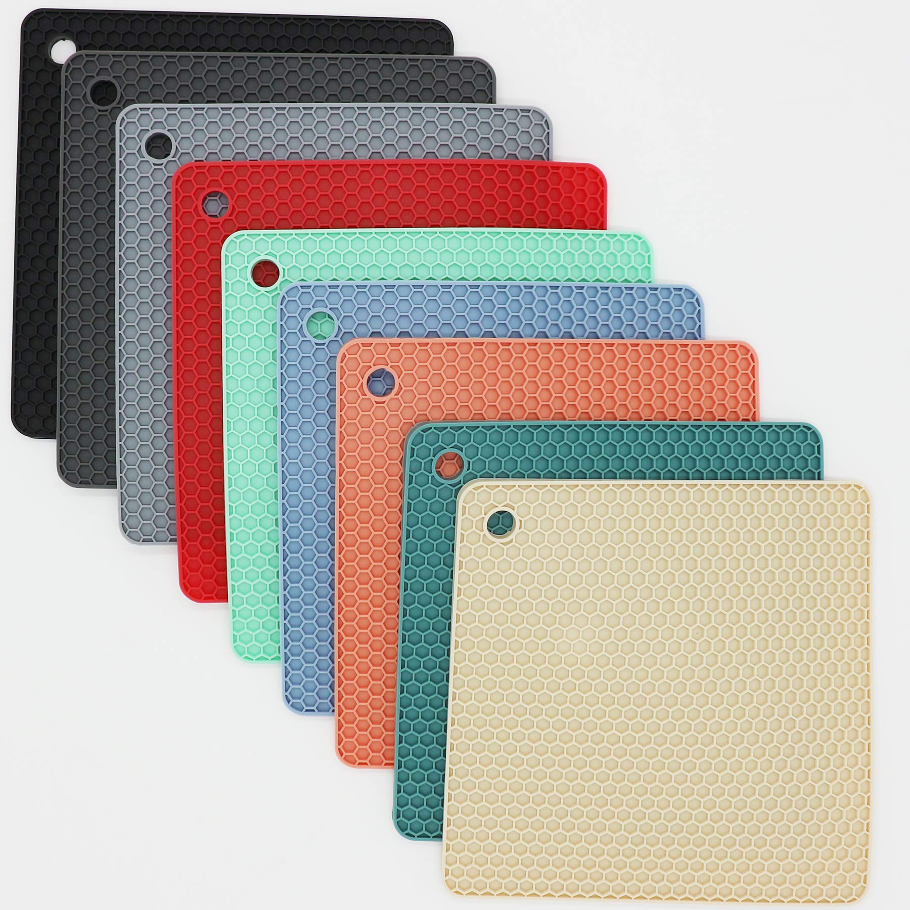 Smithcraft Silicone Trivets for Hot Dishes, Pots and Pans, Hot Pads for Kitchen, Teal Silicone Pot Holders, Silicone Mats for Kitchen Quartz Counter Heat Resistant Mat, Flexible Table Trivet Mat Set 4