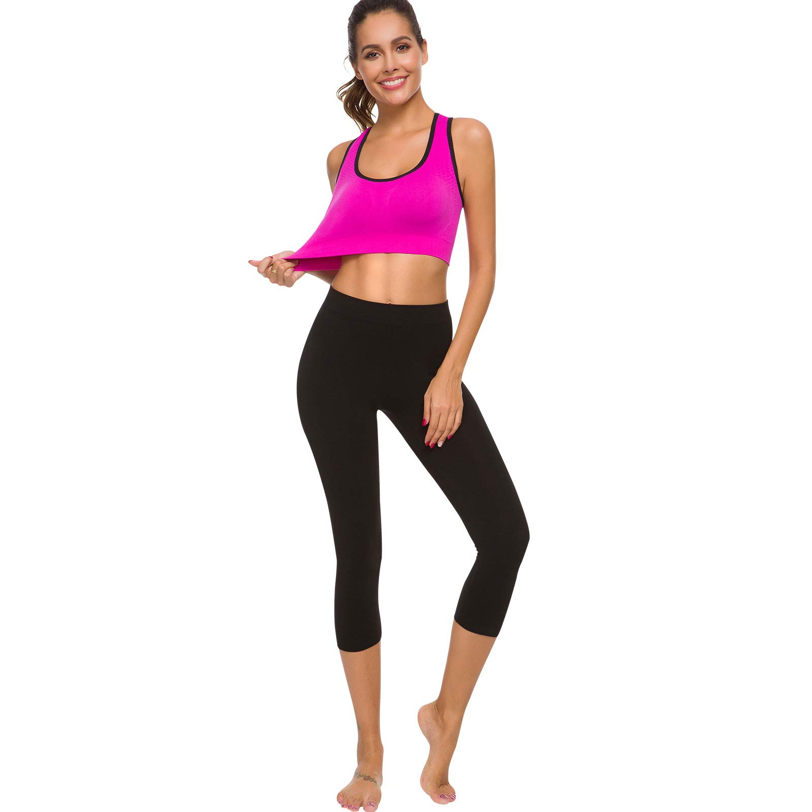 Lykoxa Racerback Sports Bras for Women Seamless Wirefree Comfortable Padded Cute Sports Bra Medium Support Workout Bra Red