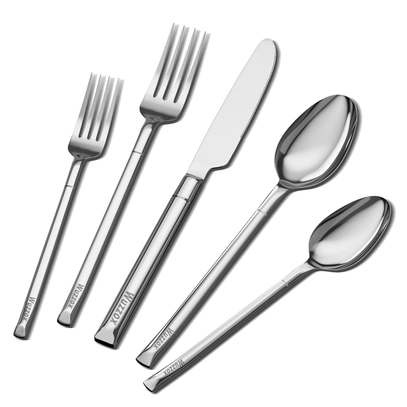 Wuzzox 20-Piece Silverware Set, 18/10 Stainless Steel Flatware Cutlery Set Service for 4, Silverware Mirror Polished Dishwasher Safe for Home, Restaurant, Wedding, Party, Hotel