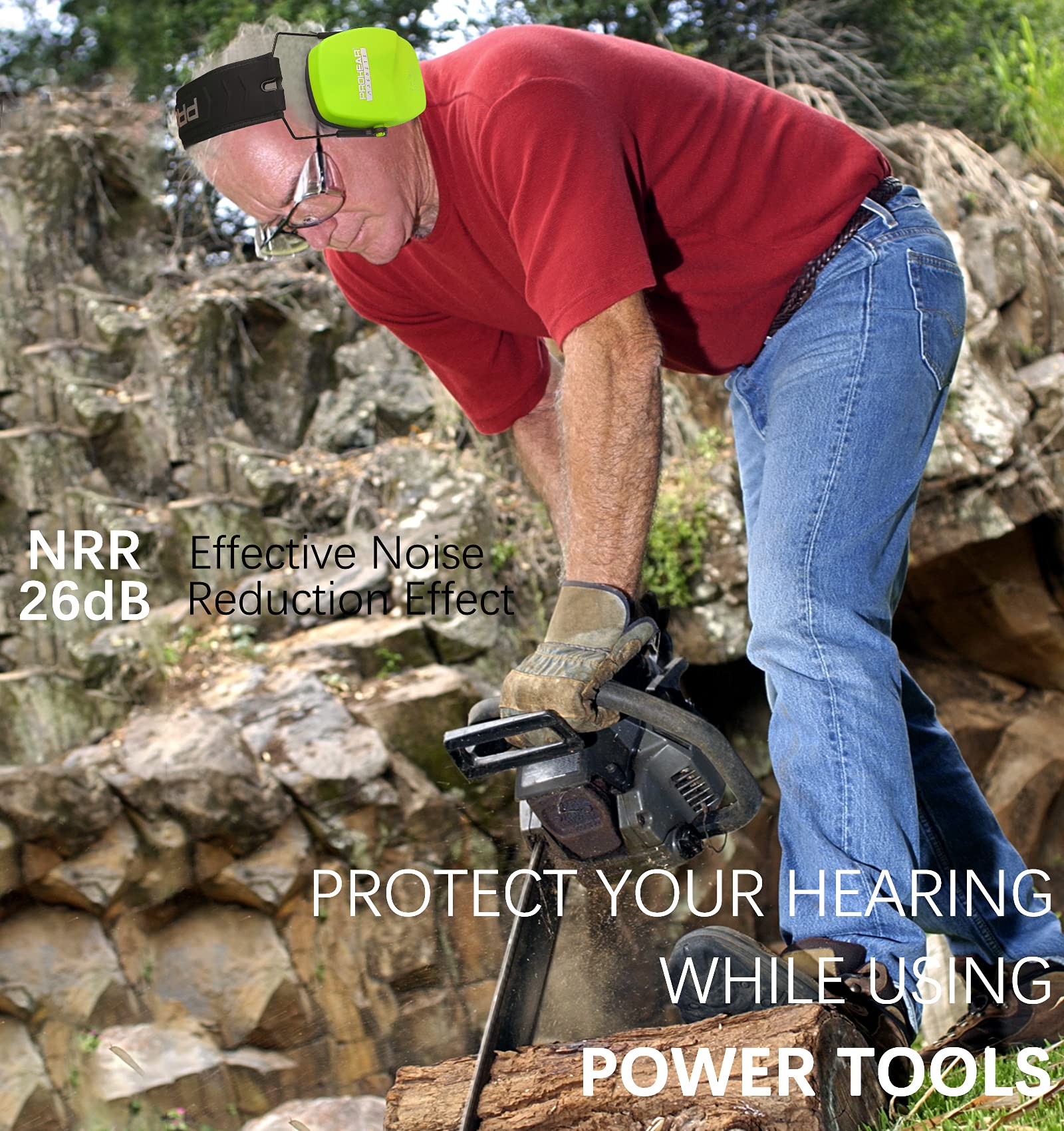 PROHEAR 016 Shooting Ear Protection Earmuffs 2 Pack, NRR 26dB for Gun Range, Hunting - Fruit Green and Orange