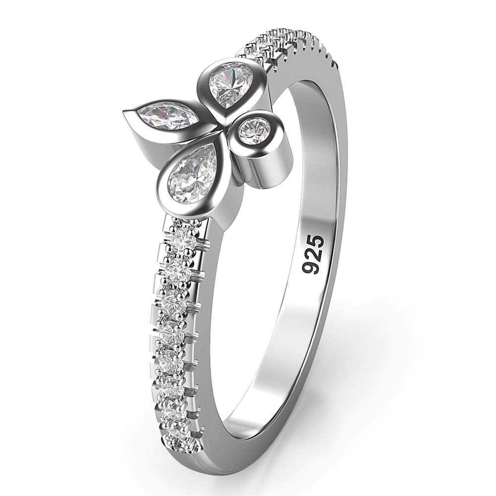 Metal Factory Sz 7.0 Solid Sterling Silver CZ Fleur de lis Wedding Engagement Ring