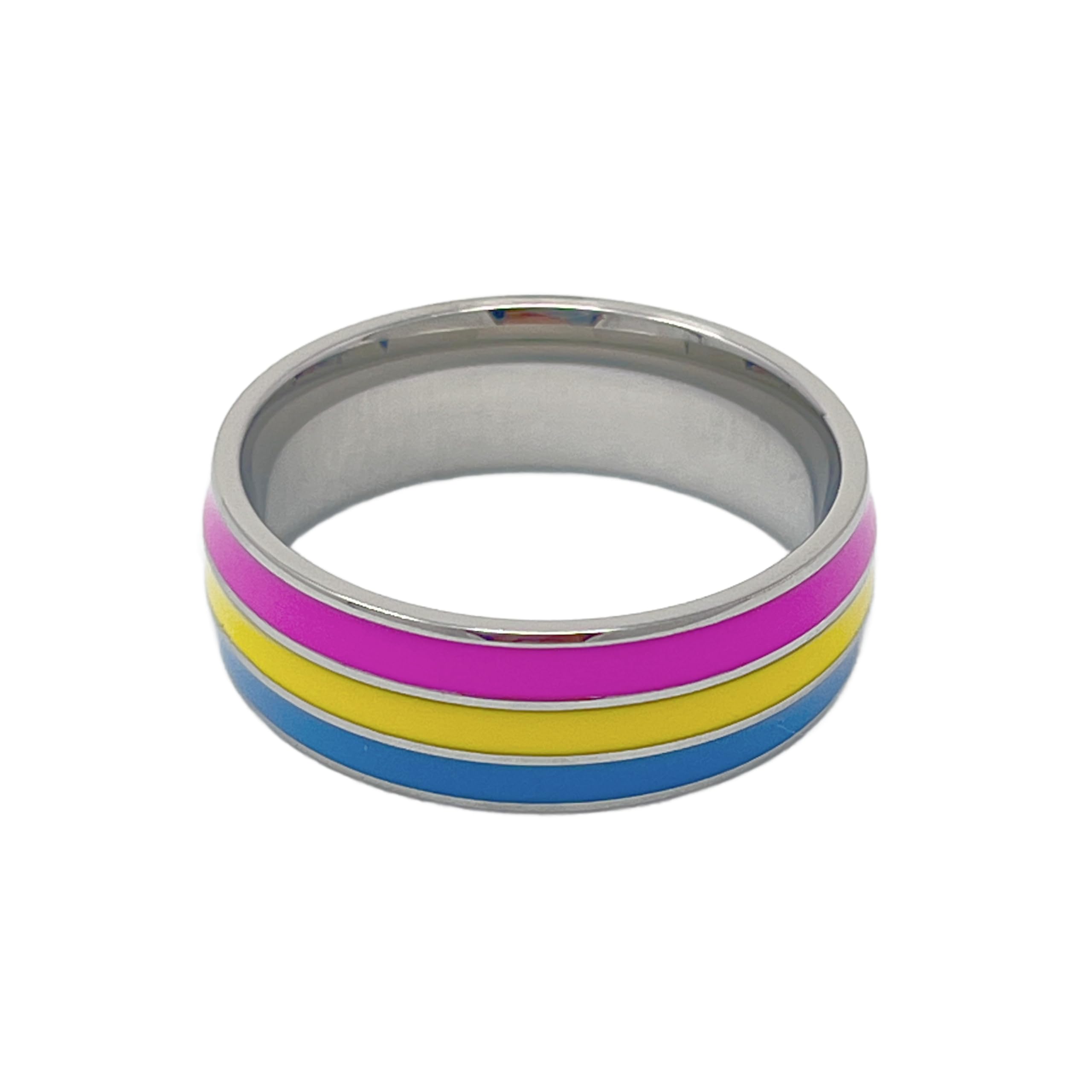 Pansexual Pride Stainless Steel Comfort Fit Ring (11)