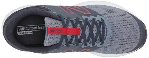 New Balance Men's 520 V7 Running Shoe, Grey/Red, 12 X-Wide