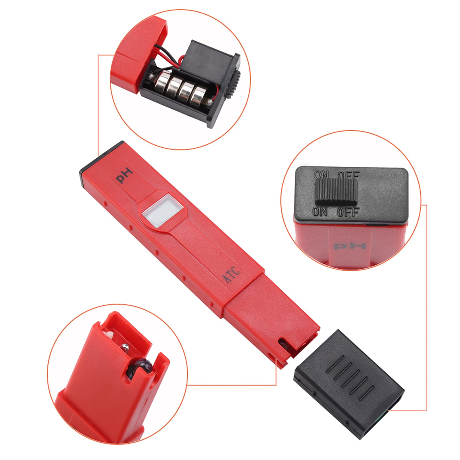 Zerodis Horticulture Garden Tools, Food Beverage Ph Tester Aquarium Pool Water Quality Testing Pen Meter Portable LCD Digital