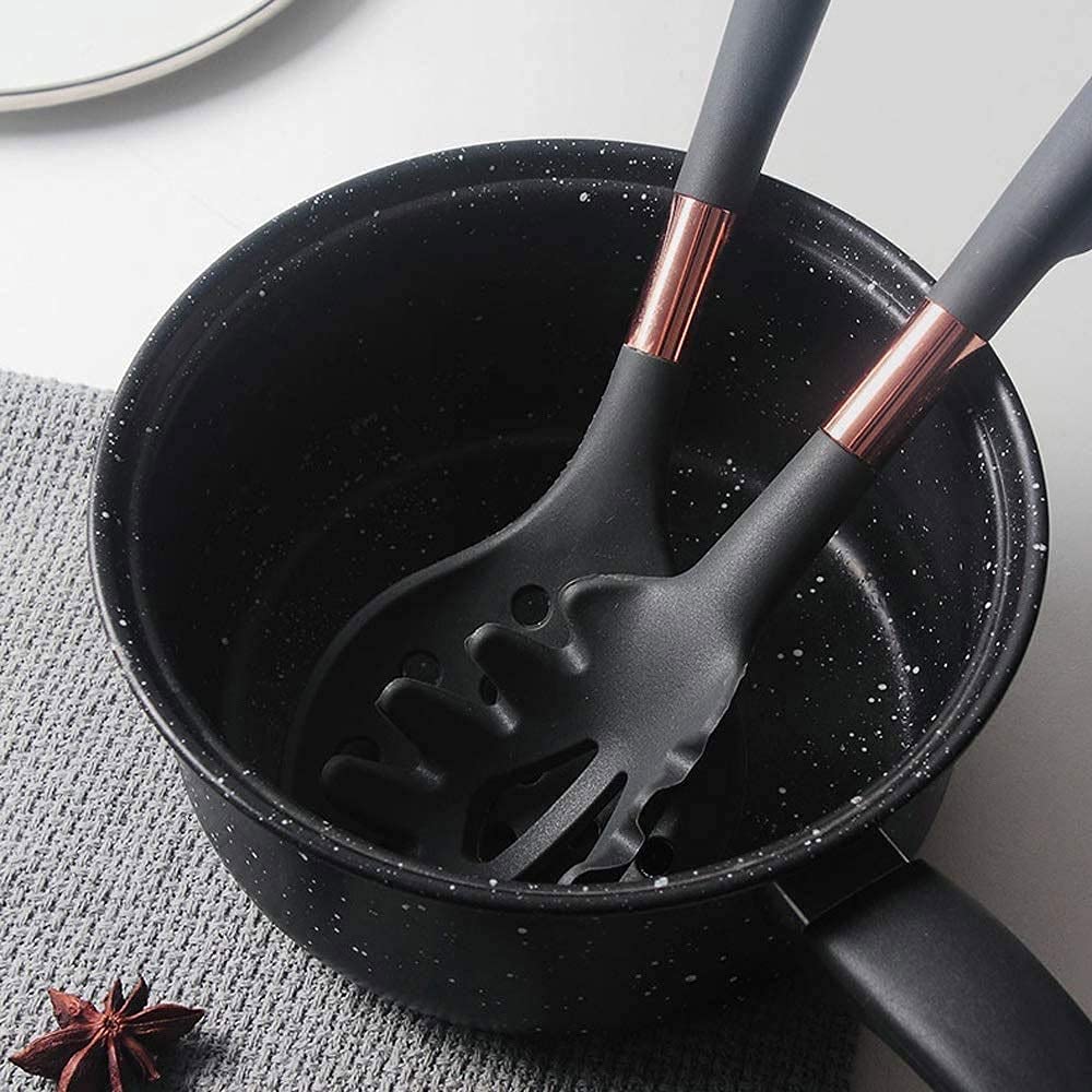 LMMDP Silicone Stainless Steel Kitchenware Non-stick Cookware Cooking Tool Spatula Ladle Shovel Spoon Soup Kitchen Utensils Set