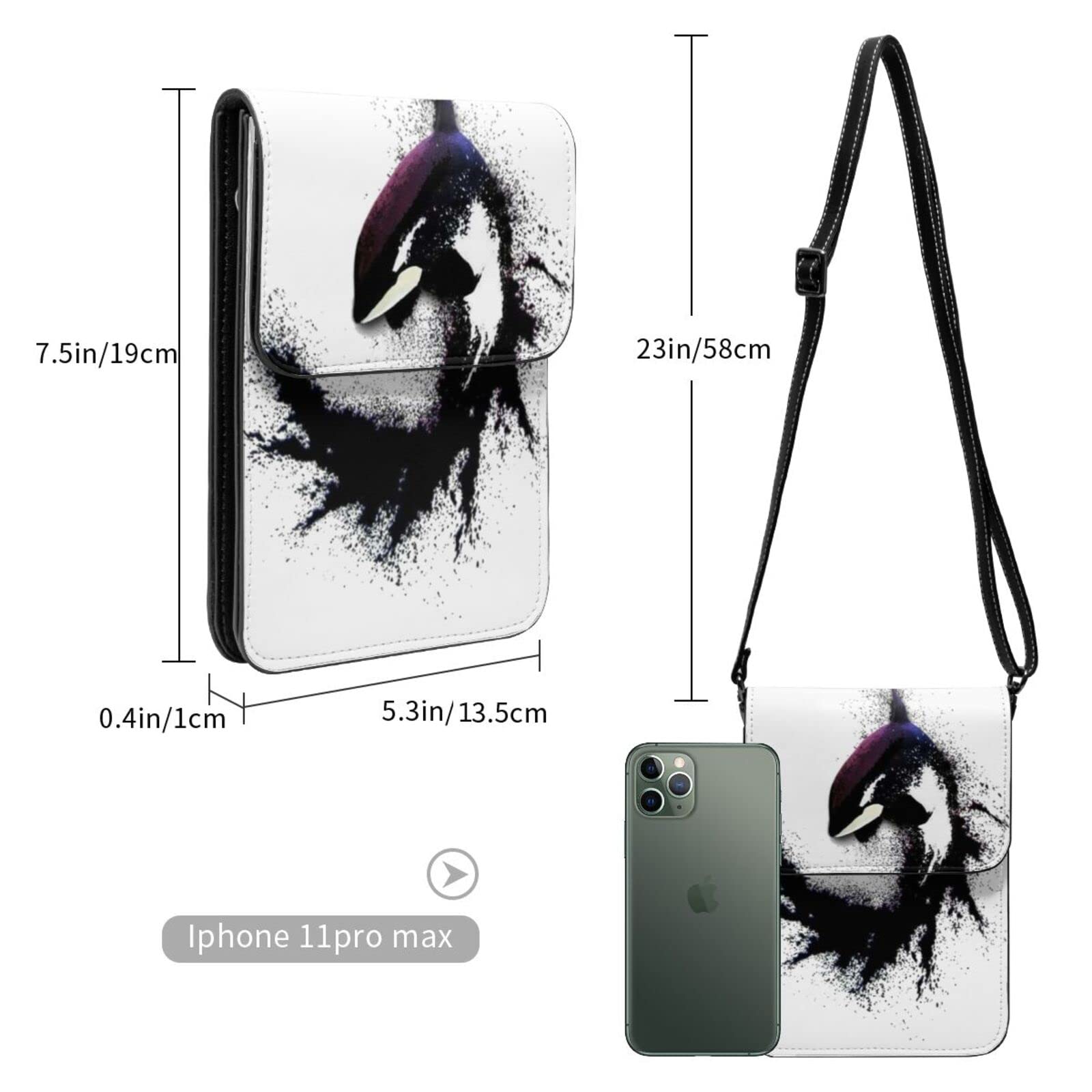 Small Crossbody Bags for Women Killer Whales Pu Leather Cellphone Wallet Purse