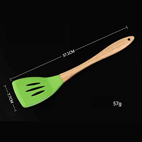 LMMDP Wooden Handle Silicone Kitchen Utensils Kitchen Tool Shovel Spoon Set Wooden Handle Silicone Kitchen