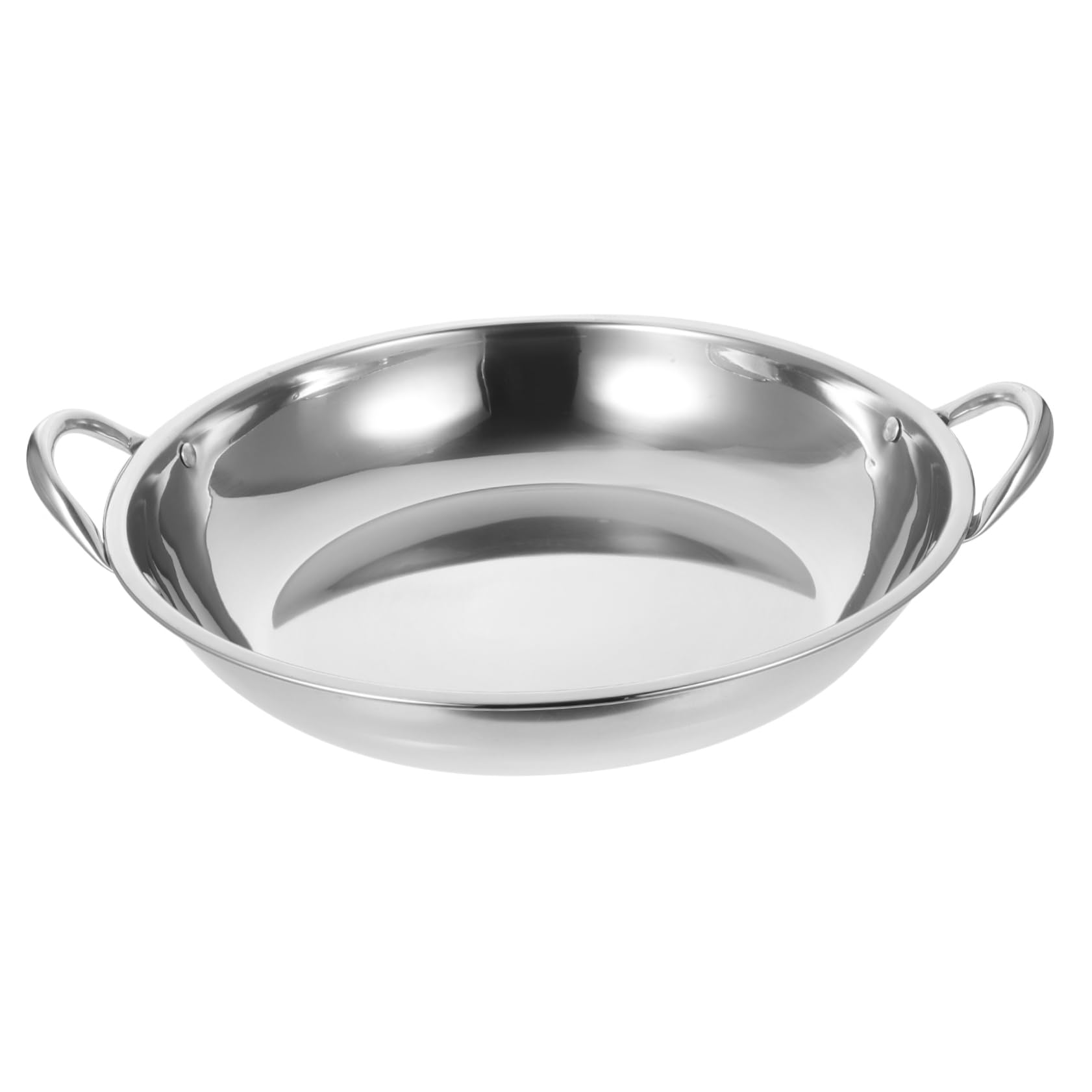 WHAMVOX Stainless Steel Griddle Steamer Pot Double Ears Pan Frying Pan Skillet Steel Pot Pow Wok Pan Everyday Wok Stewpot Skillet Korean Ramen Pot Cooking Pan Individual Asia Small Hot Pot