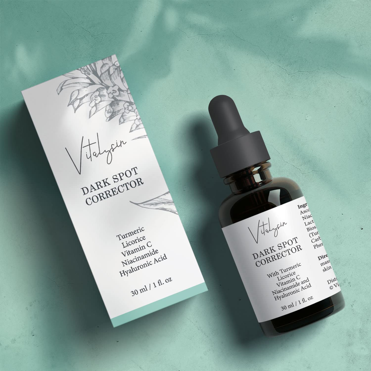Vitalysin Dark Spot Corrector with Turmeric, Vitamin C and Salicylic Acid, Anti-Aging Brightening Face Serum