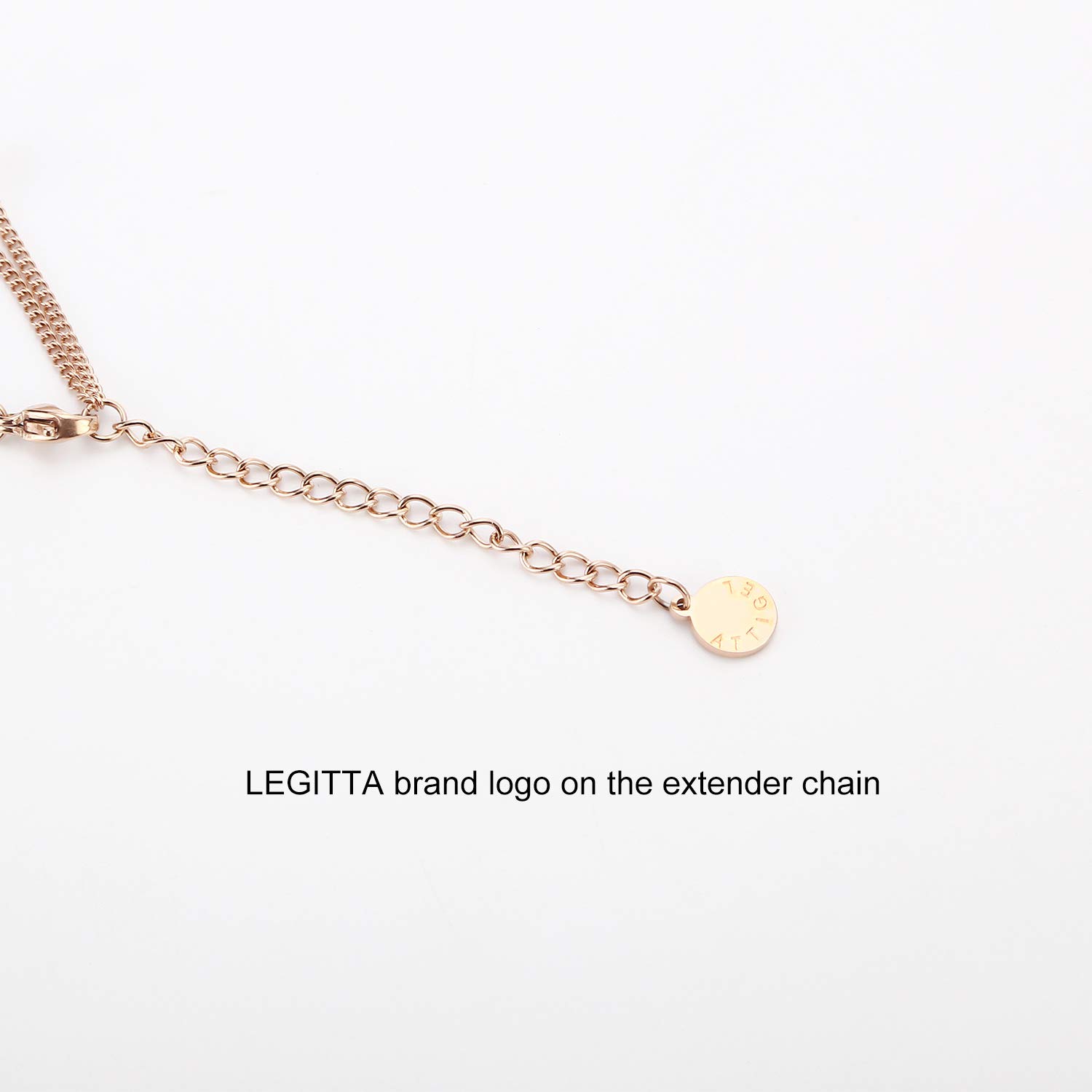 Legitta Disc Coin Charm Pendant Collar Necklace Layering Titanium Chain Layered Choker Rose Gold for Women