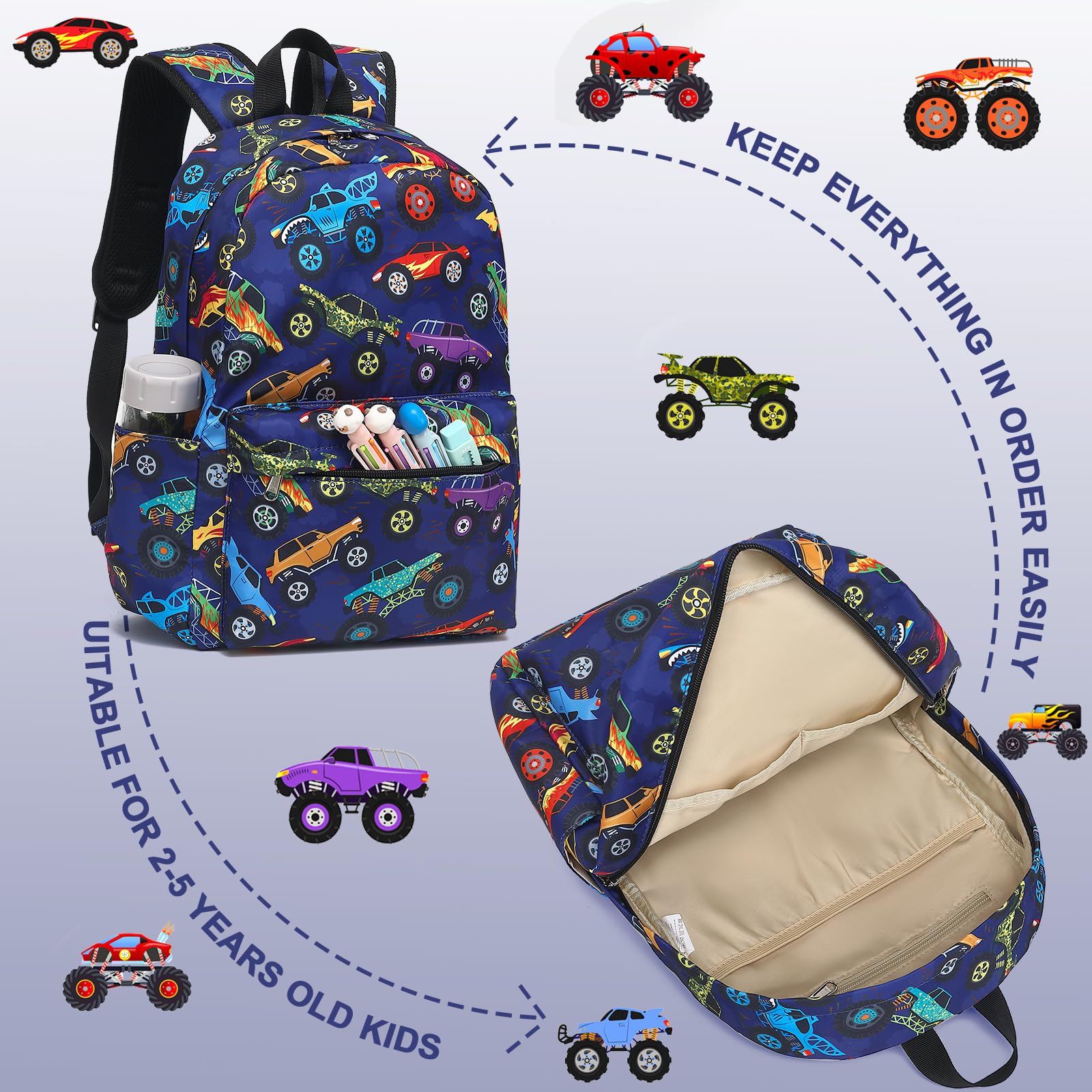 LEDAOU Kids School Backpack with Lunch Box for Boy Kindergarten BookBag School Bag Preschool Kindergarten Toddler Backpack (Rabbit Butterfly)