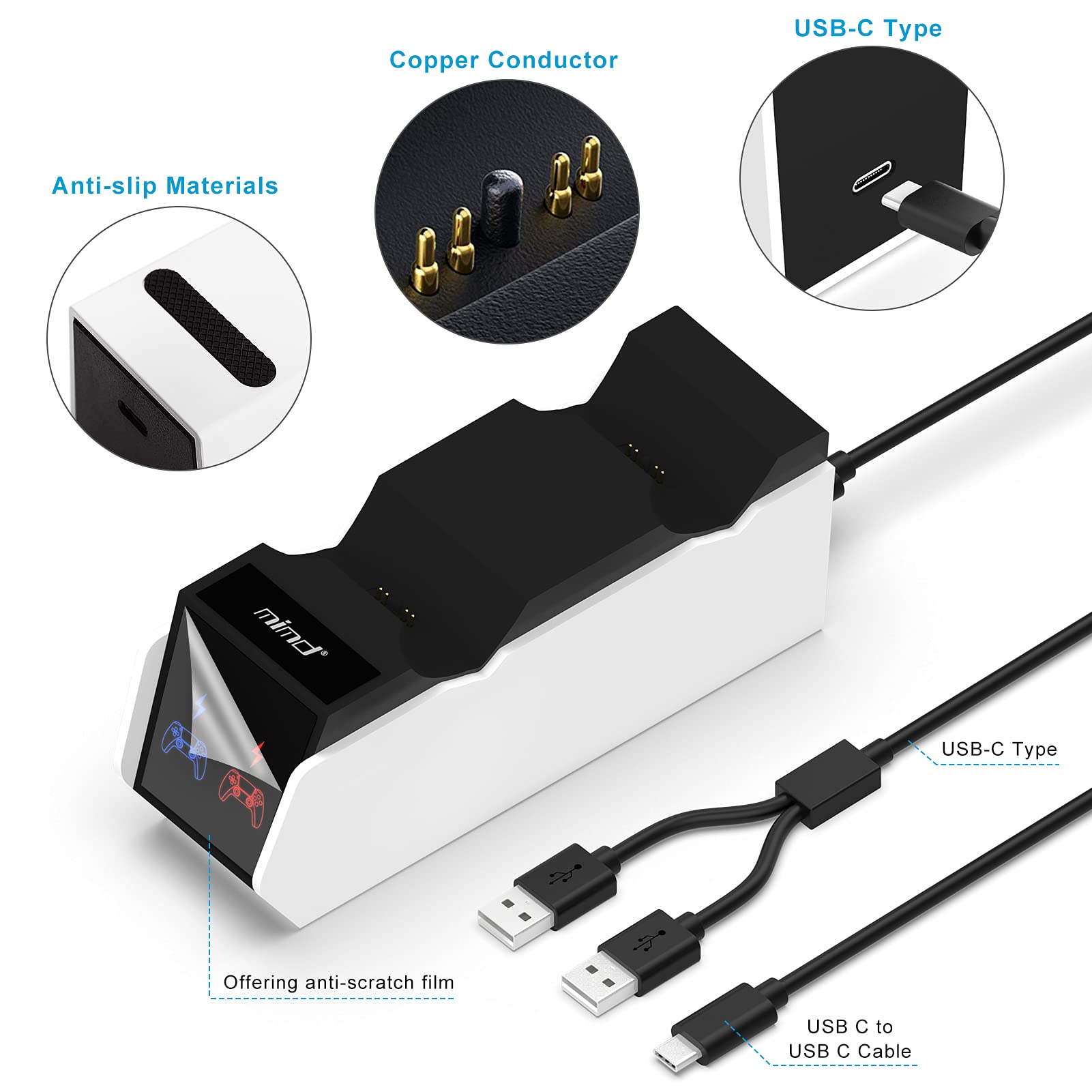 PS5 Charging Station, Didbynm Dual PS5 Controller Charger Dock for Dualsense Fast Charging Stand with LED Indicator for Playstation 5 Controller (2021 Update)