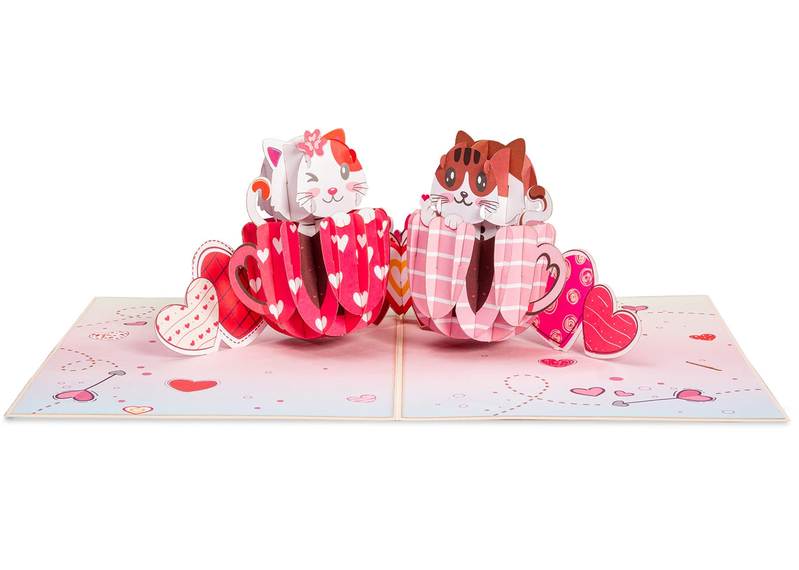 Paper Love 3D Love Cat Mug Pop Up Card - 5" x 7" Cover - Includes Envelope and Note Card