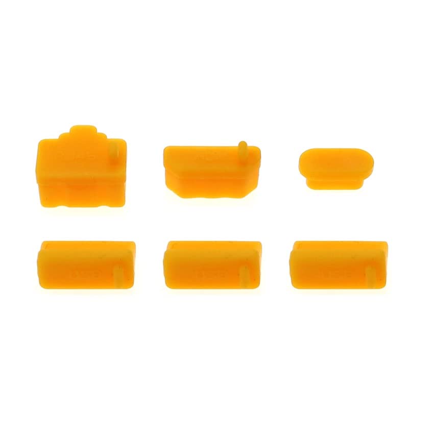 Silicone Dust Plug USB HDM Interface Anti-dust Cover Dustproof Plug for PS5 PS4 PS3 Console 6pcs/Set (Orange)