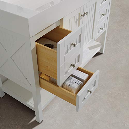 Vinnova Pavia 48β Single Vanity in White with Acrylic Under-Mount Sink Without Mirror