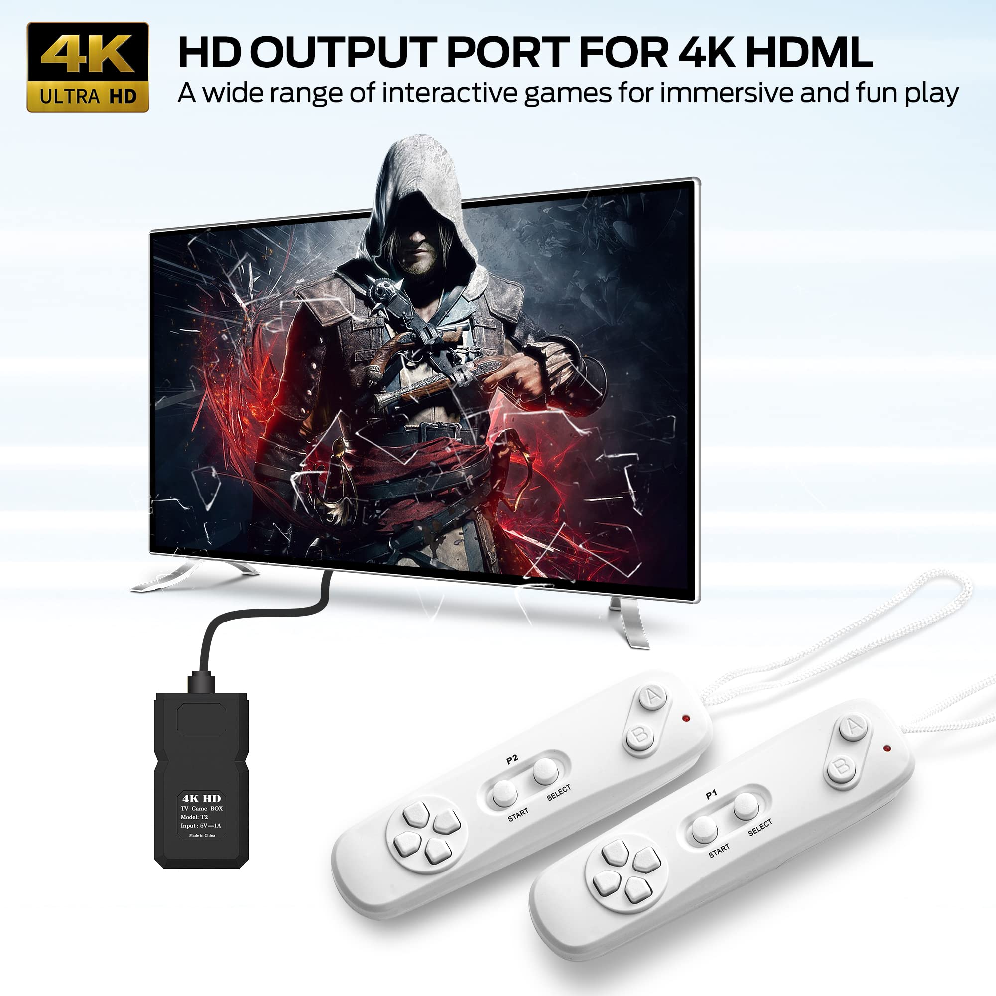 TV Game Consoles, Built in 61 Games, Retro Video Game Machine with 2.4G Wireless Handheld Gamepad Somatosensory Control, HDMI USB Plug and Play, Kid & Adult Interactive& Puzzle Game
