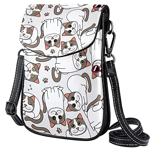 Small Crossbody Bag Cartoon Cats Cell Phone Purse Wallet