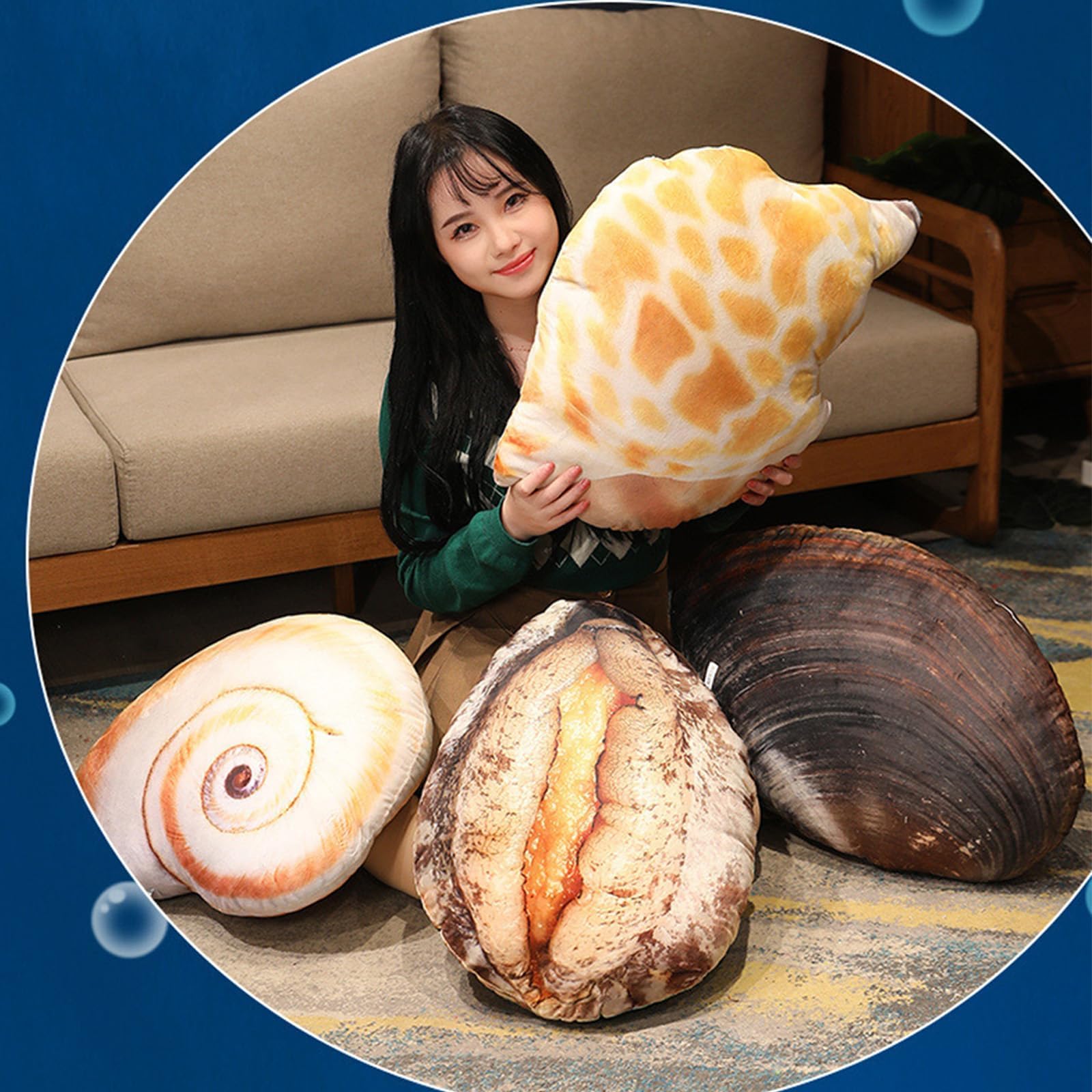 Whlo4U Simulation Sand Snail Plush Pillow, Sand Snail Stuffed Throw Pillow,Home Sofa Beach Decoration, Birthday Christmas Funny Gift for Kids Adults