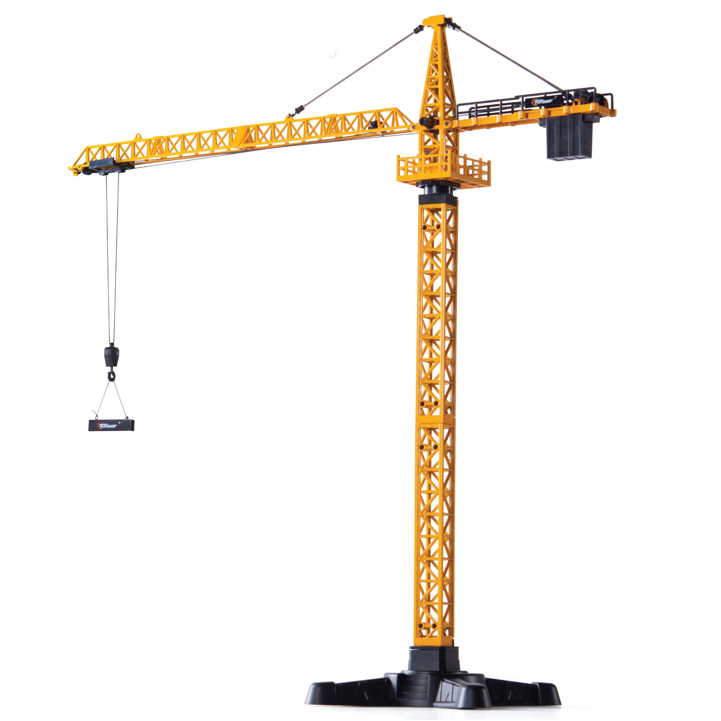 Top Race Metal Diecast Tower Crane & 2 Construction Trucks - Metal Construction Vehicles Model Toy for Kids and Adults