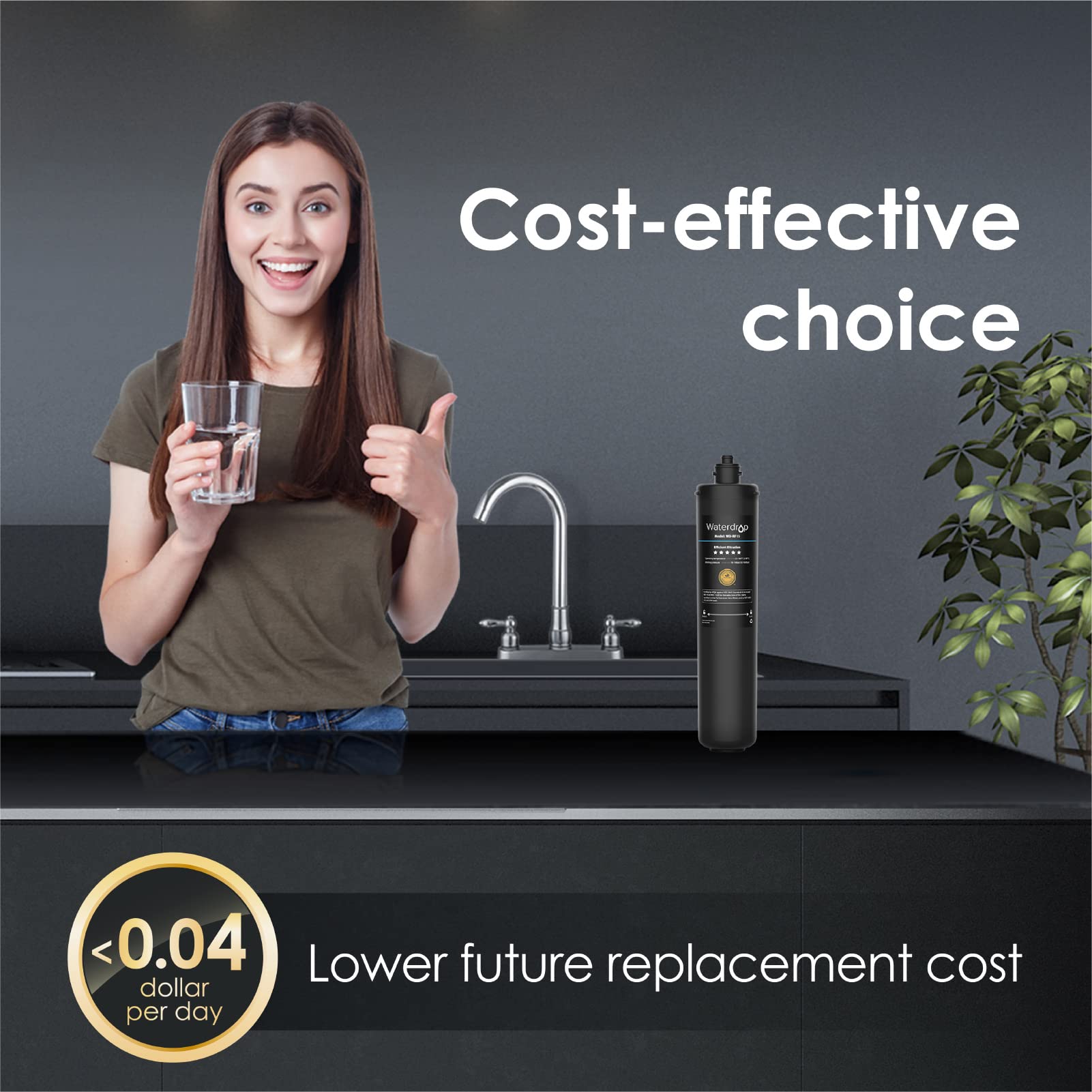 Waterdrop 15UA Under Sink Water Filter System and Waterdrop RF15 Replacement Filter Cartridge For 15UA/15UB/15UC Under Sink Water Filter