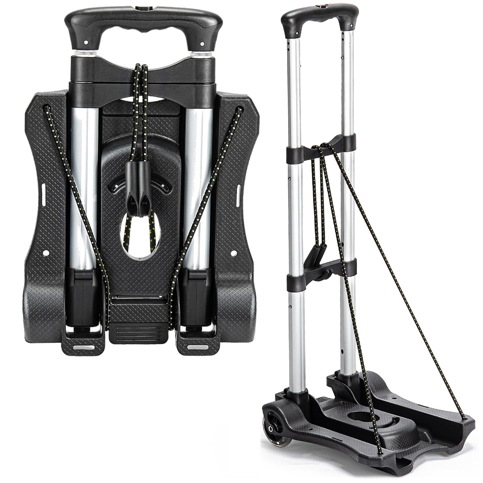Small Folding Hand Truck Dolly with 2 Wheels, Foldable Luggage Cart, Portable Dolly Collapsible for Moving Airport Travel Use