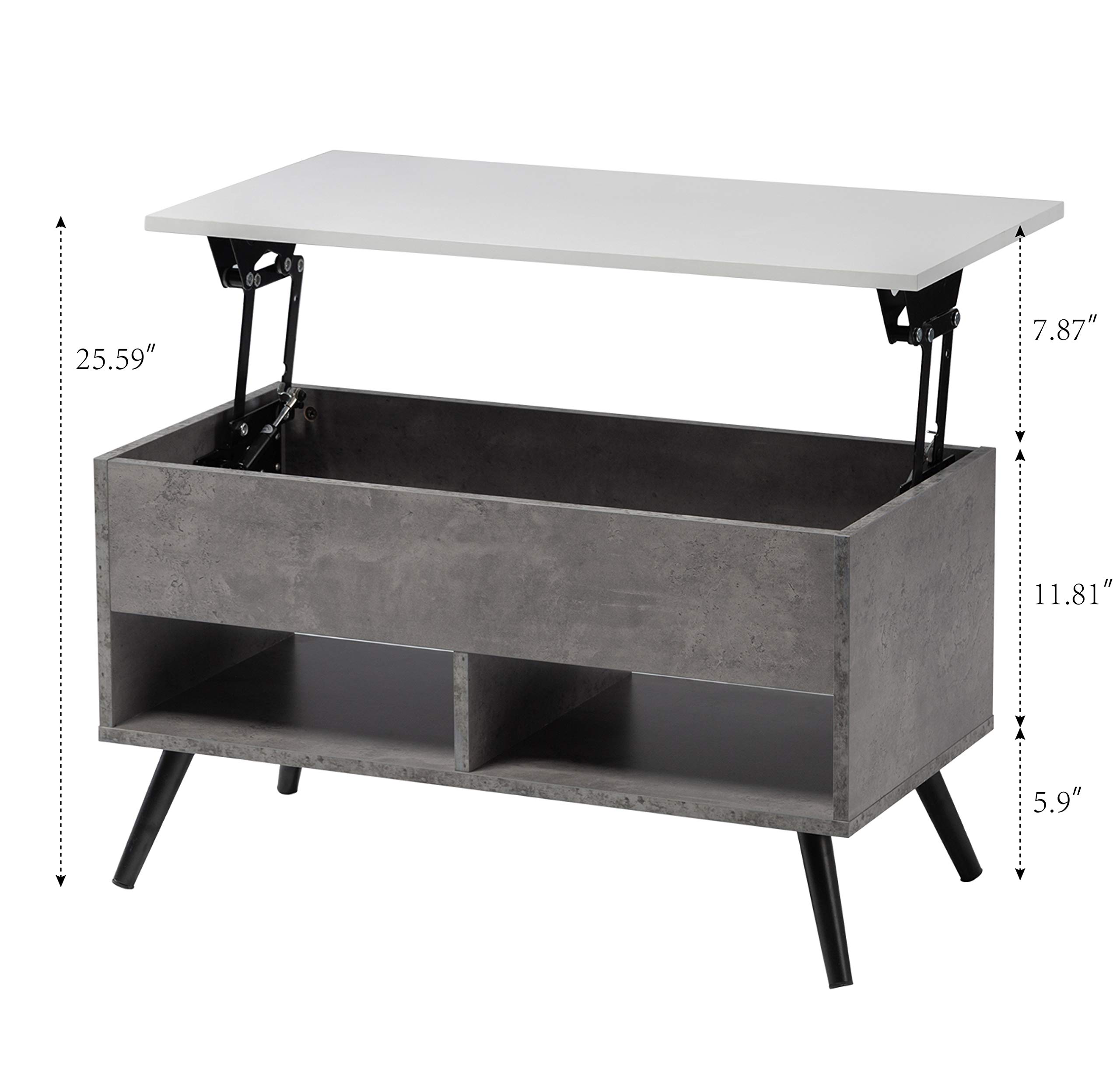 MCMACROS Lift Top Wood Coffee Table, Sofa Tea Table with Storage for Living Room Grey