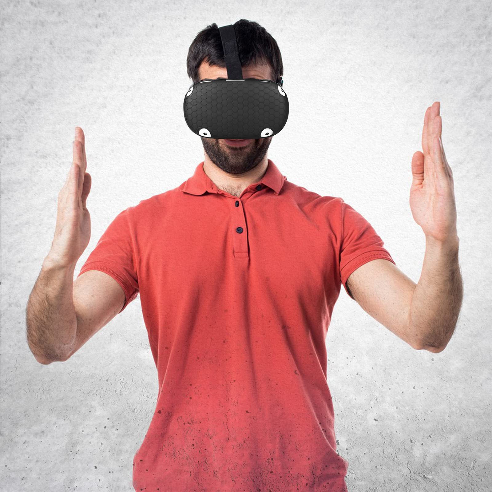 Oculus Quest 2 VR Shell Front Face Protector Cover Silicone Front Face Protective Cover Skin for Oculus Quest 2 VR Headset Non-Slip Washable Anti-Scratch Anti-Dust Anti-Shock (Black)