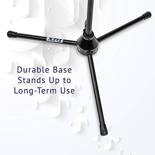 LyxPro Microphone Stand Boom Arm Tilting Rotating Floor Podium Stage or Studio Strong Durable And Foldable Height 38.5"- 66" Extends Arm to 29 3/8" Comes With 3/8" and 5/8" mount Adapter