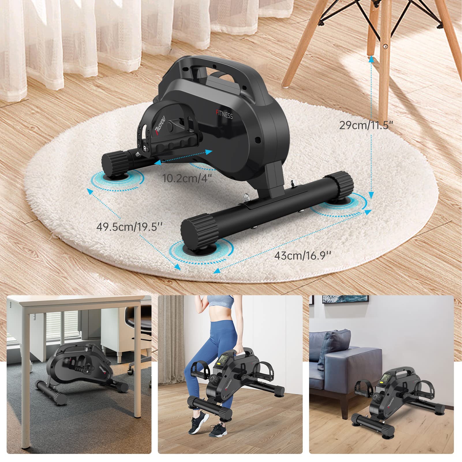 PASYOU Under Desk Bike Pedal Exerciser - Magnetic Mini Exercise Bike for Arm/ Leg Exercise & Physical Therapy, Peddler Exerciser for Home/Ofiice Workout【2022 New Version】