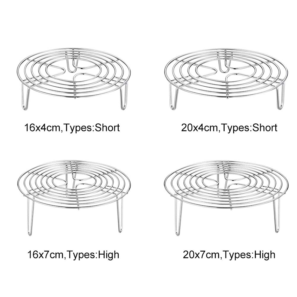 Round Steamer Rack and Cooling Rack,Stainless Steel Pot Trivet, Wire Steamer Kettle Rack Holder, Fit For Pots Cookware Pressure Cooker Pans Up, 8-Inches (size:20x7cm)