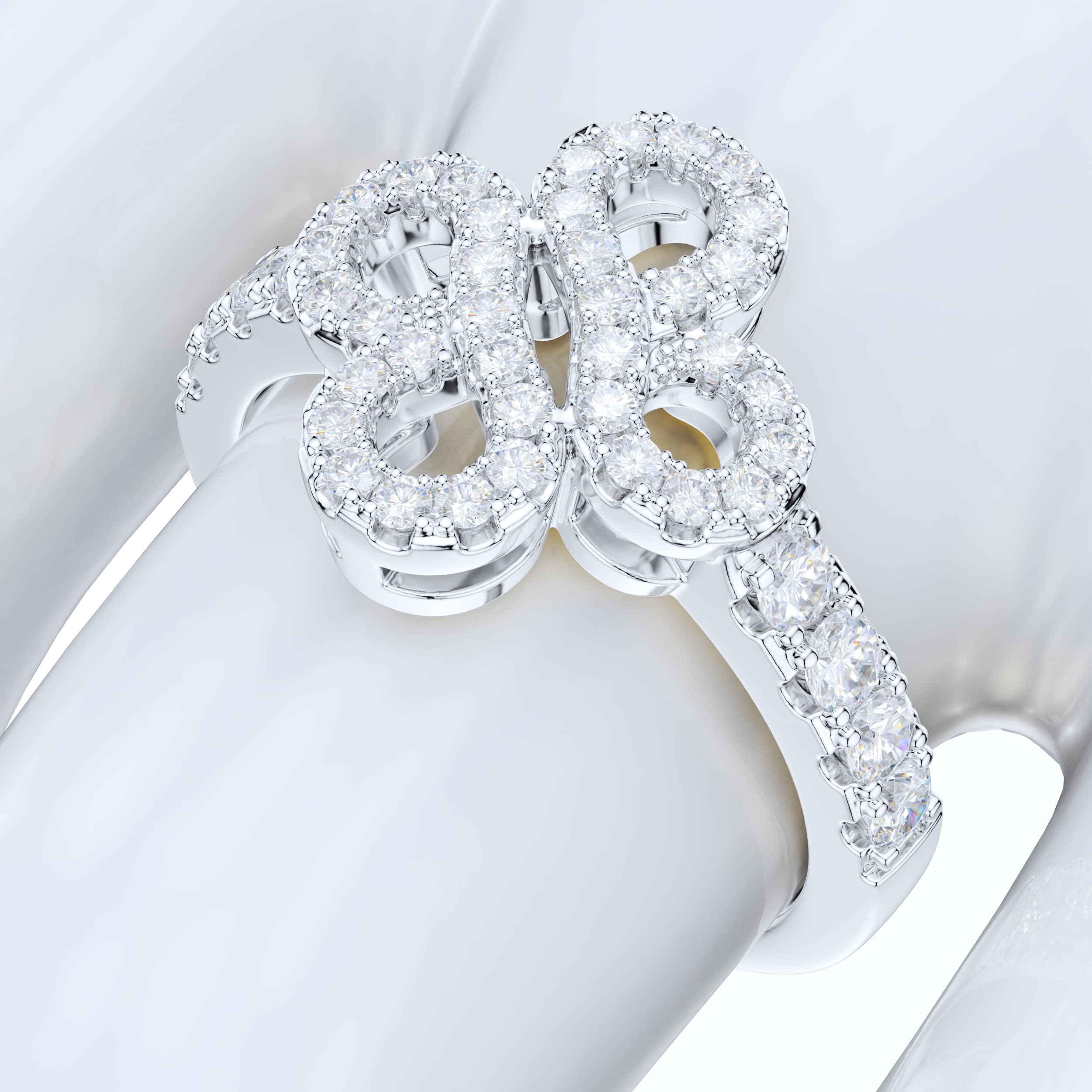 PRSTANI Sterling Silver Love Knot Intersecting Infinity Simulated Round Brilliant Cut Diamond Paved Promise Engagement Ring (7.5)