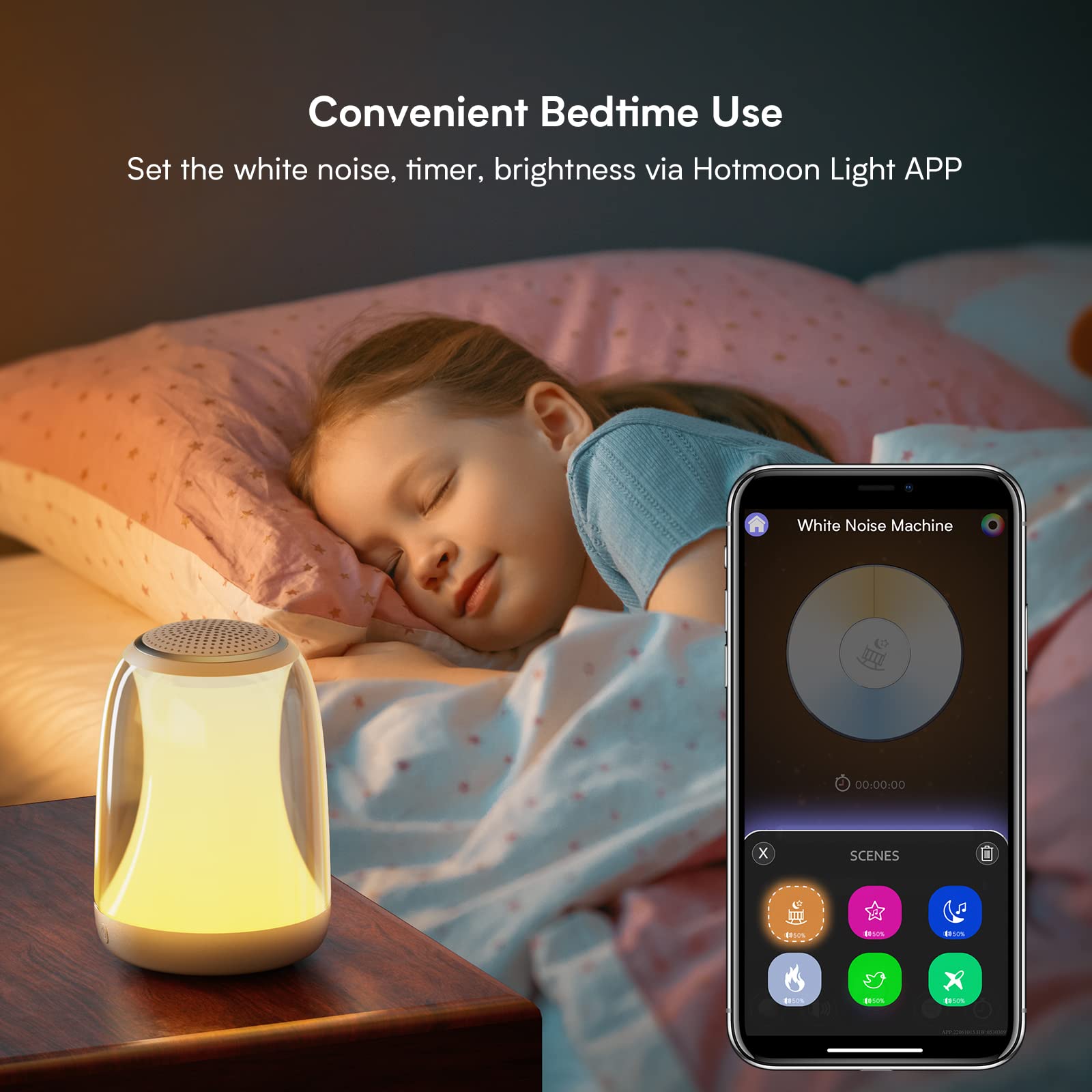 White Noise Machine, Sound Machine for Baby Adults Features Night Light, High-fidelity Soothing Sounds Therapy for Sleeping Aid, Customized Favorites, APP Remote Control, Timer, Schedule Sleep Routine