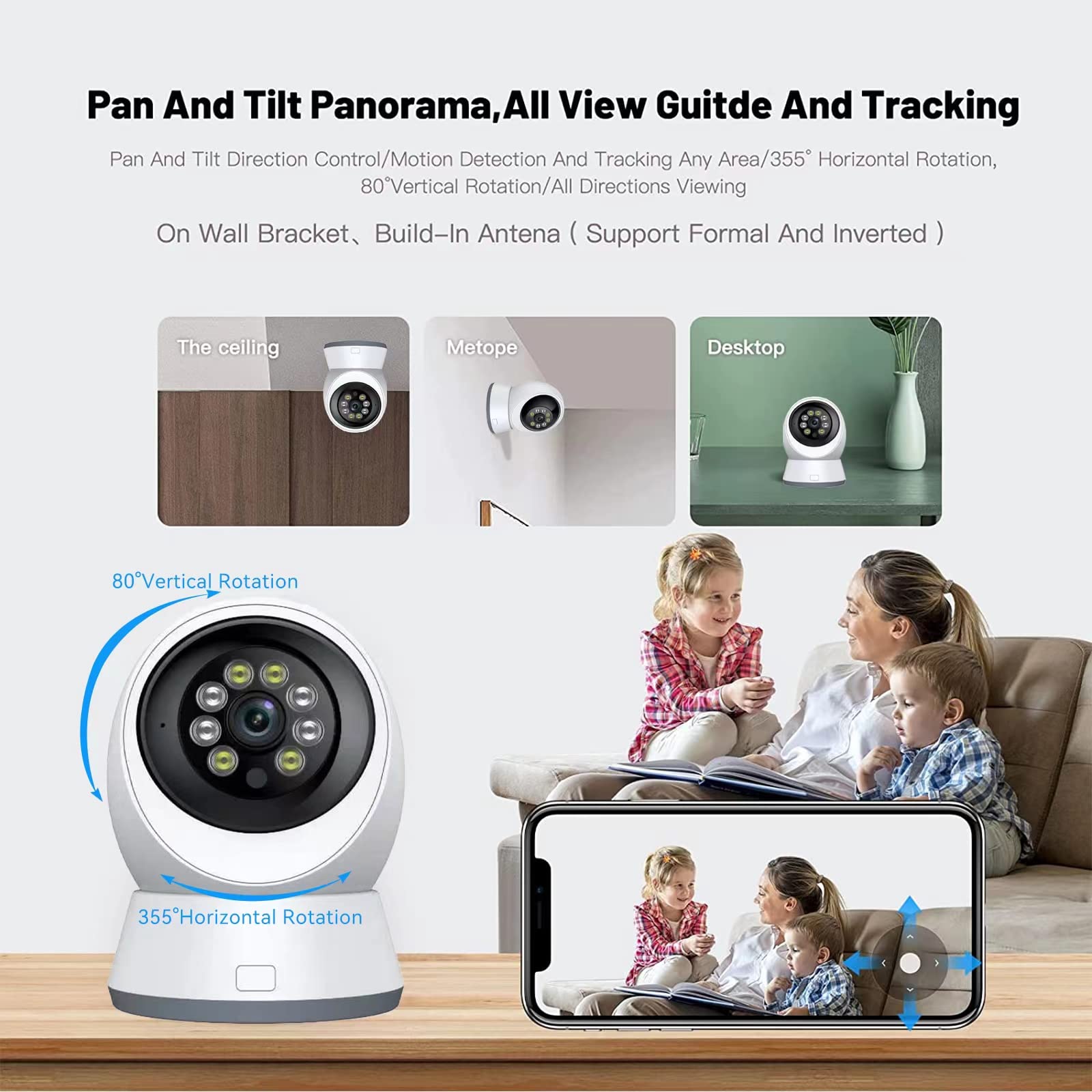 WiFi Indoor Home Security Camera - 5G Security Camera, 1080P Home WiFi Camera, 360° Dome Camera for Home Surveillance, Baby & Pets Camera Monitor