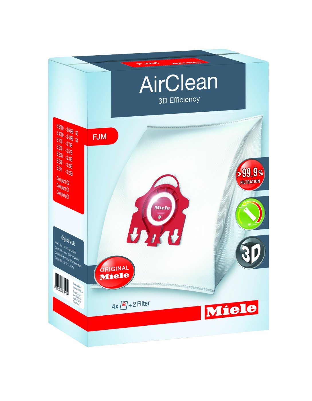 Miele HEPA AirClean Filter with TimeStrip + Miele AirClean 3D FJM Vacuum Cleaner Bags